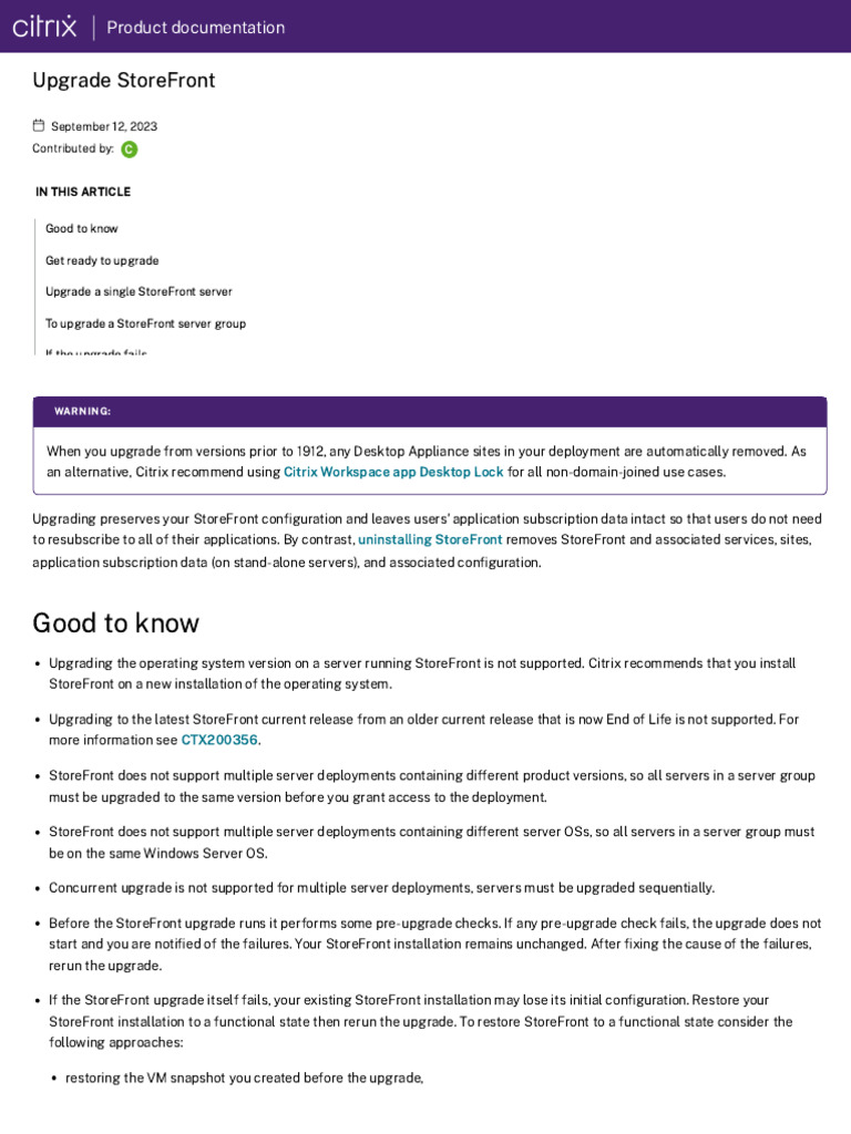 StoreFront Upgrade Guide | PDF | Citrix Systems | Server (Computing)