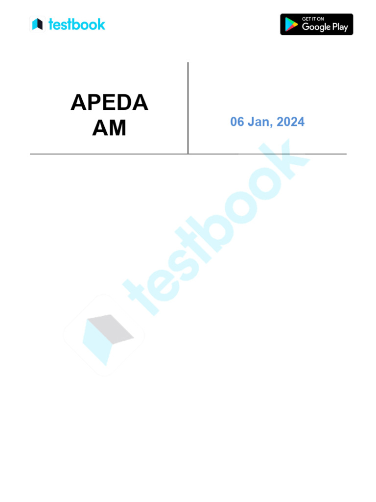APEDA Assistant Manager Official Paper (Held On - 06 Jan, 2024) | PDF