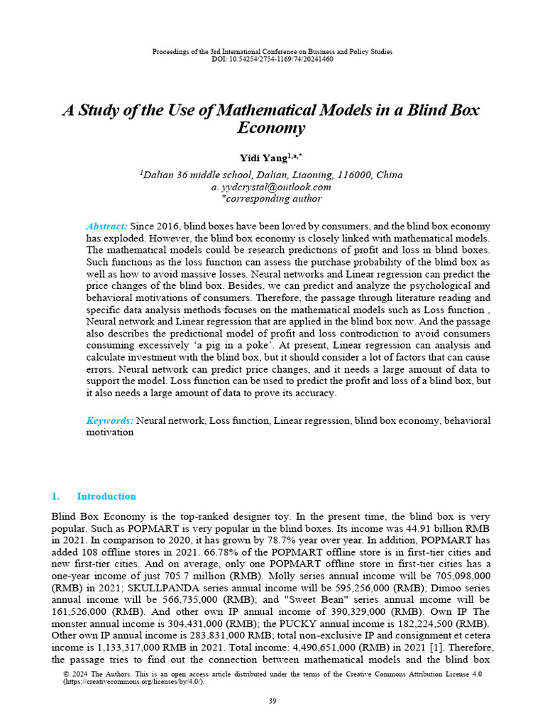 A Study of The Use of Mathematical Models in A Bli | PDF | Regression ...