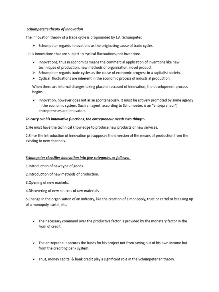 Schumpeter's Theory of Innovation | PDF