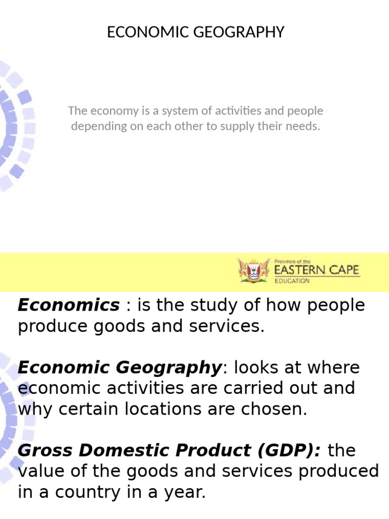 B Geography Grade 12 Power Point Economic Geography of South Africa ...