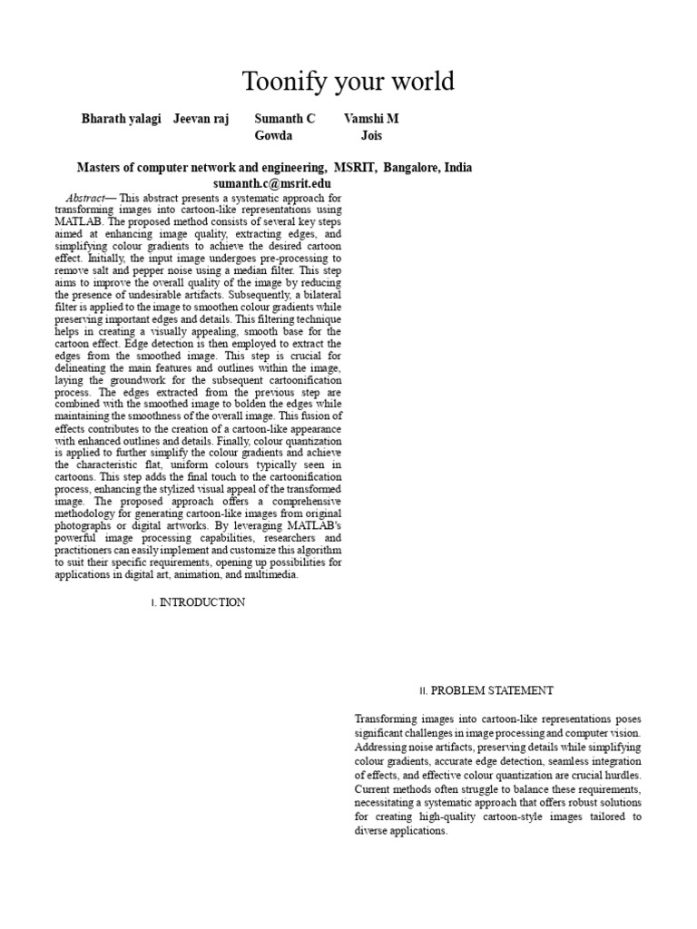 Toonify Your World Draft | PDF | Applied Mathematics | Algorithms