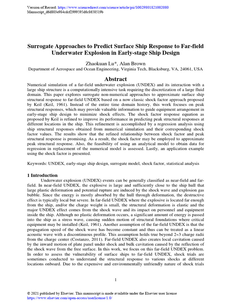 Surrogate Approaches To Predict Surface Ship Response To Far-Field ...