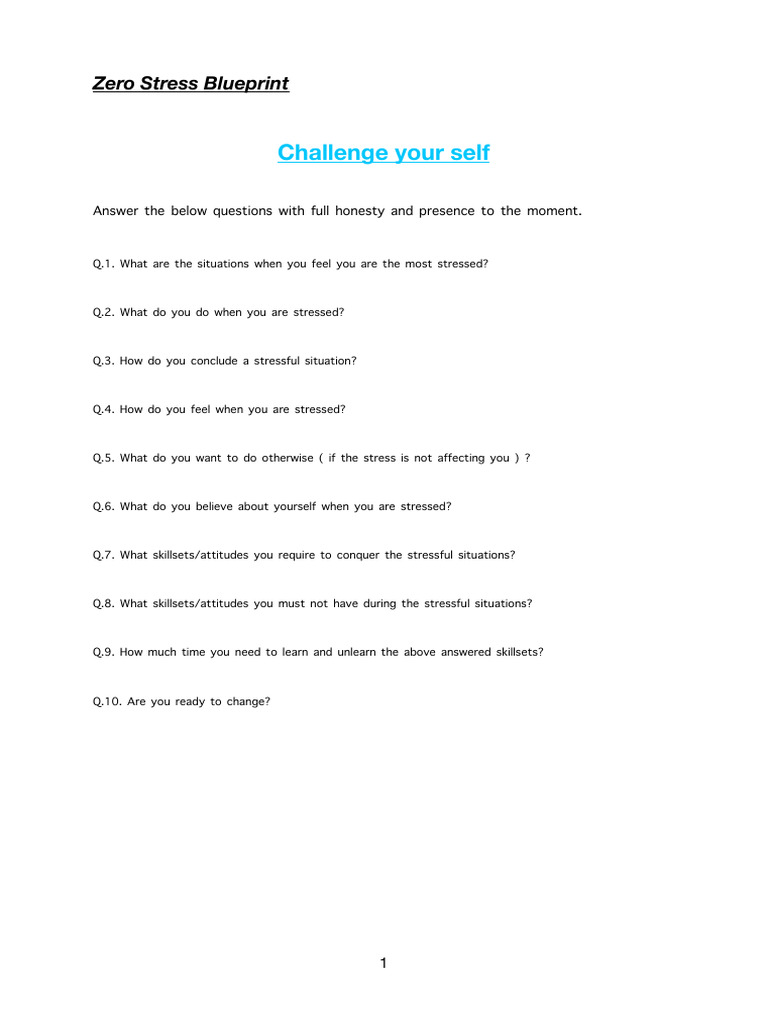 Stress Management Self-Assessment Guide | PDF