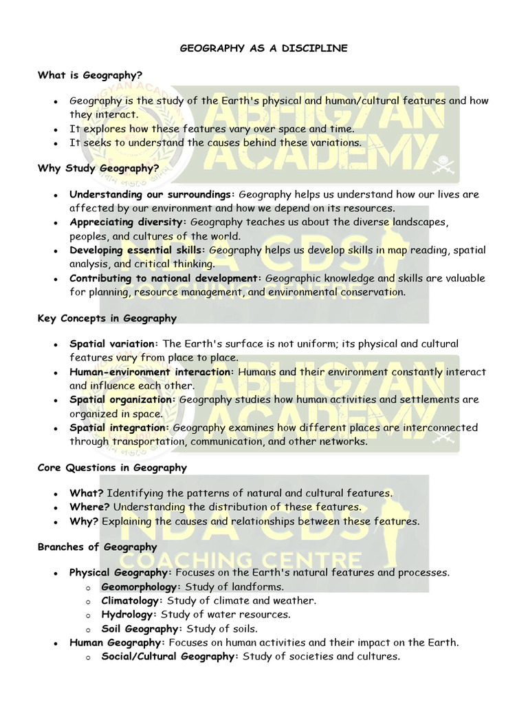 Geography As A Discipline | PDF | Geography | Earth Sciences