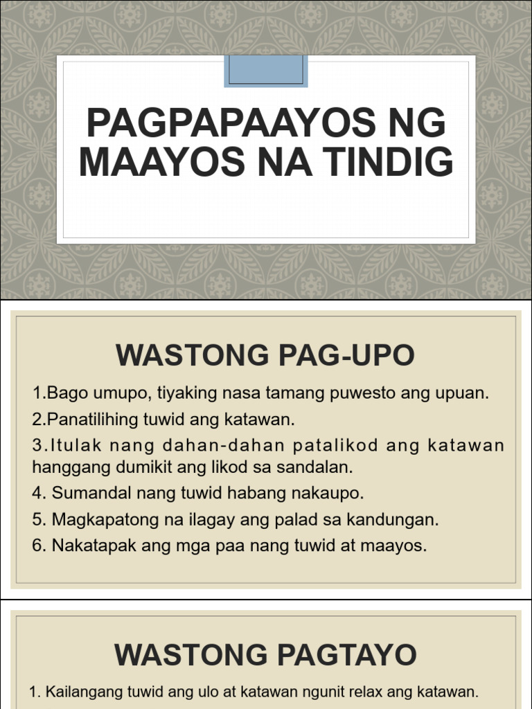 Epp 5 - Pagpapaayos NG Maayos Na Tindig | PDF