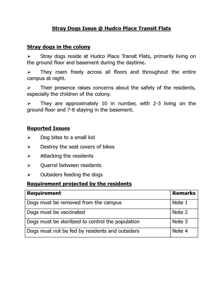 Stray Dog Issues and Resolution Approach | PDF | Neutering | Human ...