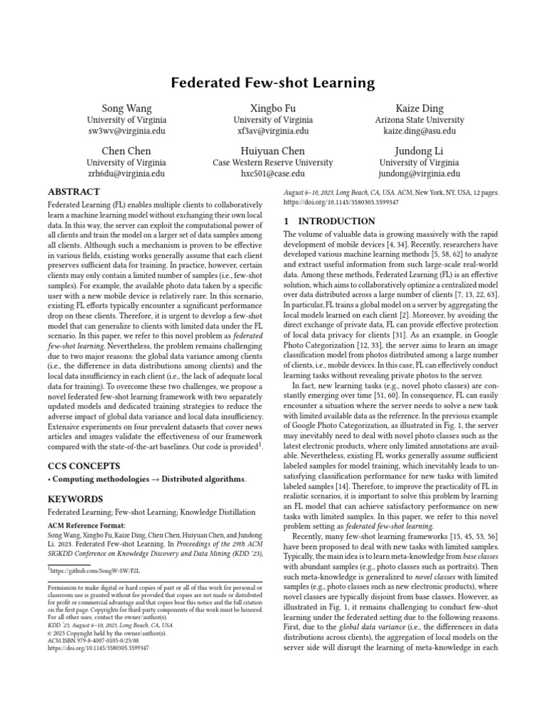 Federated Few Shot Learning | PDF | Data Mining | Sampling (Statistics)
