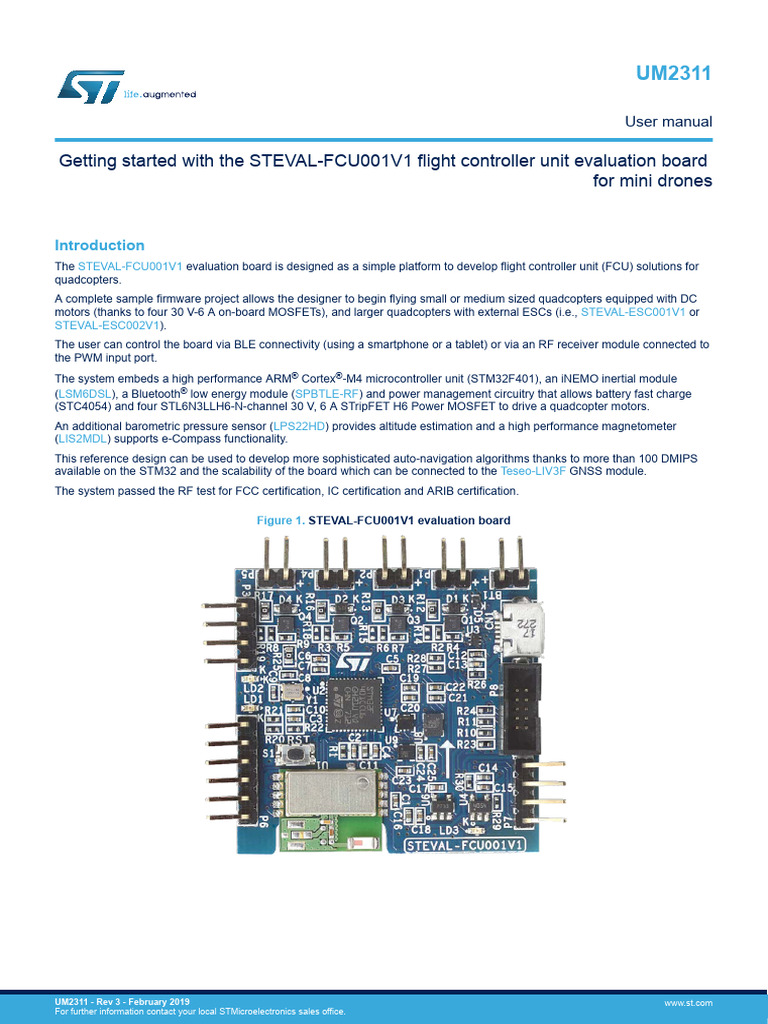 Um2311 Getting Started With The Stevalfcu001v1 Flight Controller Unit Evaluation Board For Mini ...