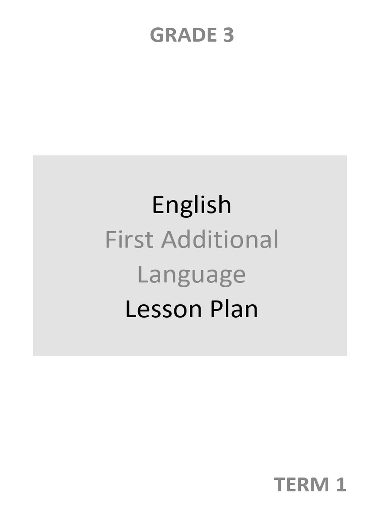 Grade 3 EFAL Lesson Plans Term 1 | PDF | Phonics | Vocabulary