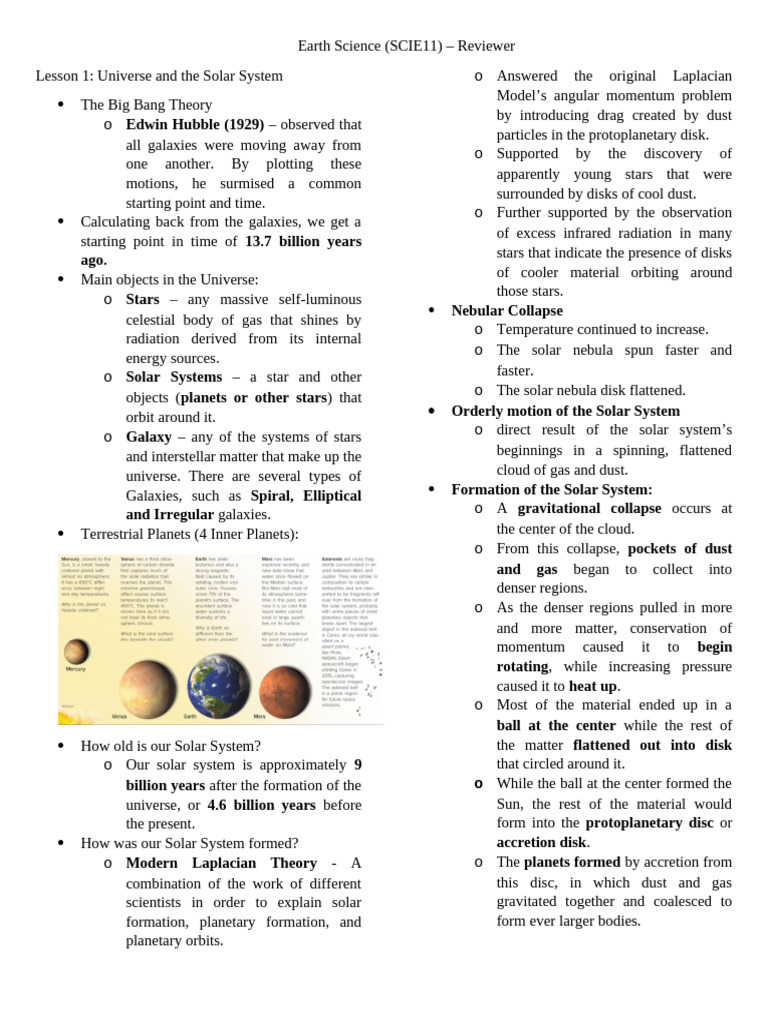 Earth Science SCIE11 Reviewer | PDF | Rock (Geology) | Minerals