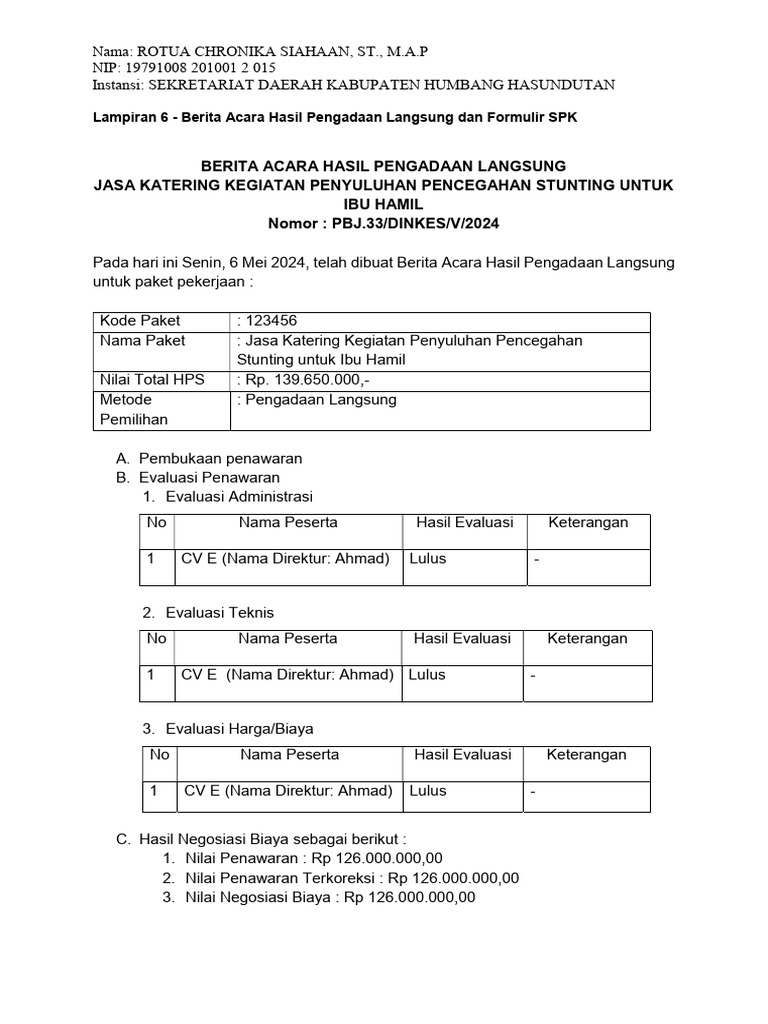 Rotua Chronika Siahaan - Lampiran 06 - Dokumen Berita Acara Pengadaan ...