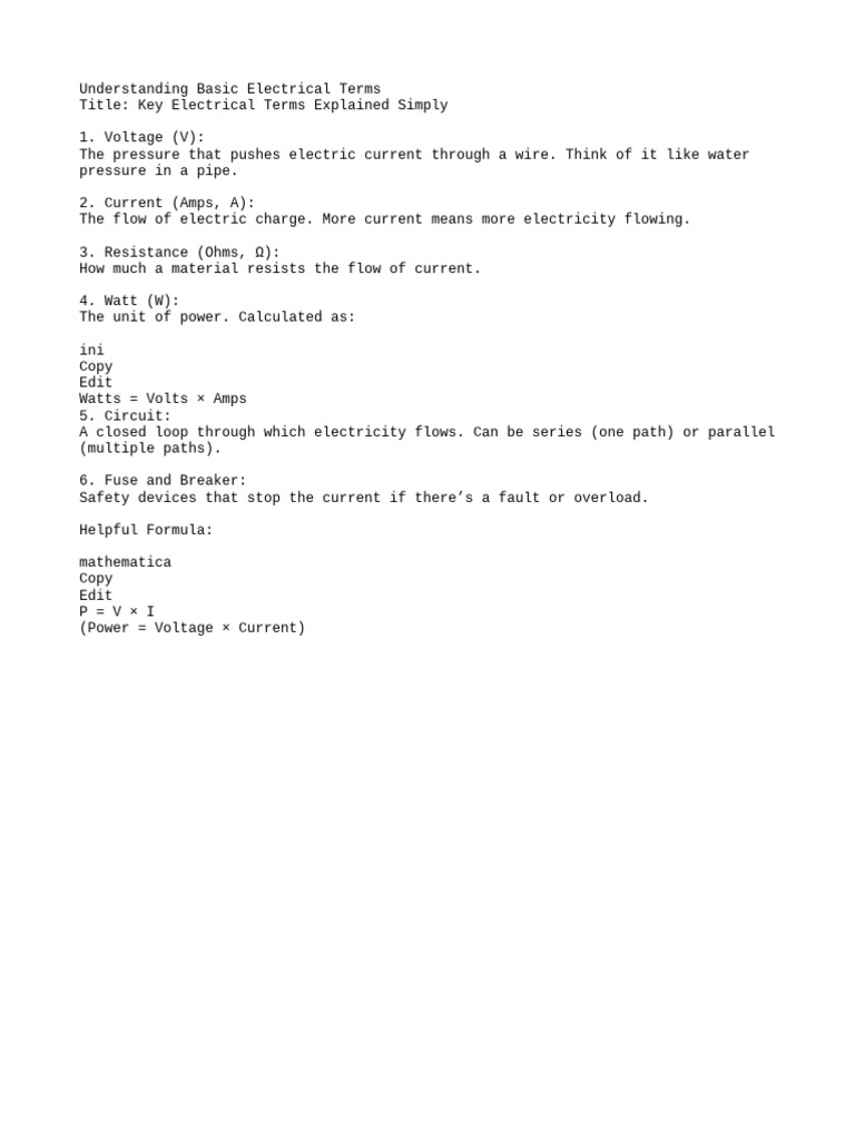 Understanding Basic Electrical Term | PDF