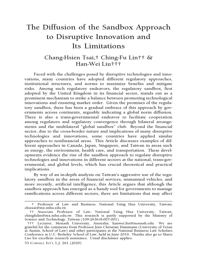 Global Sandbox Approach to Innovation | PDF | Innovation | Financial ...