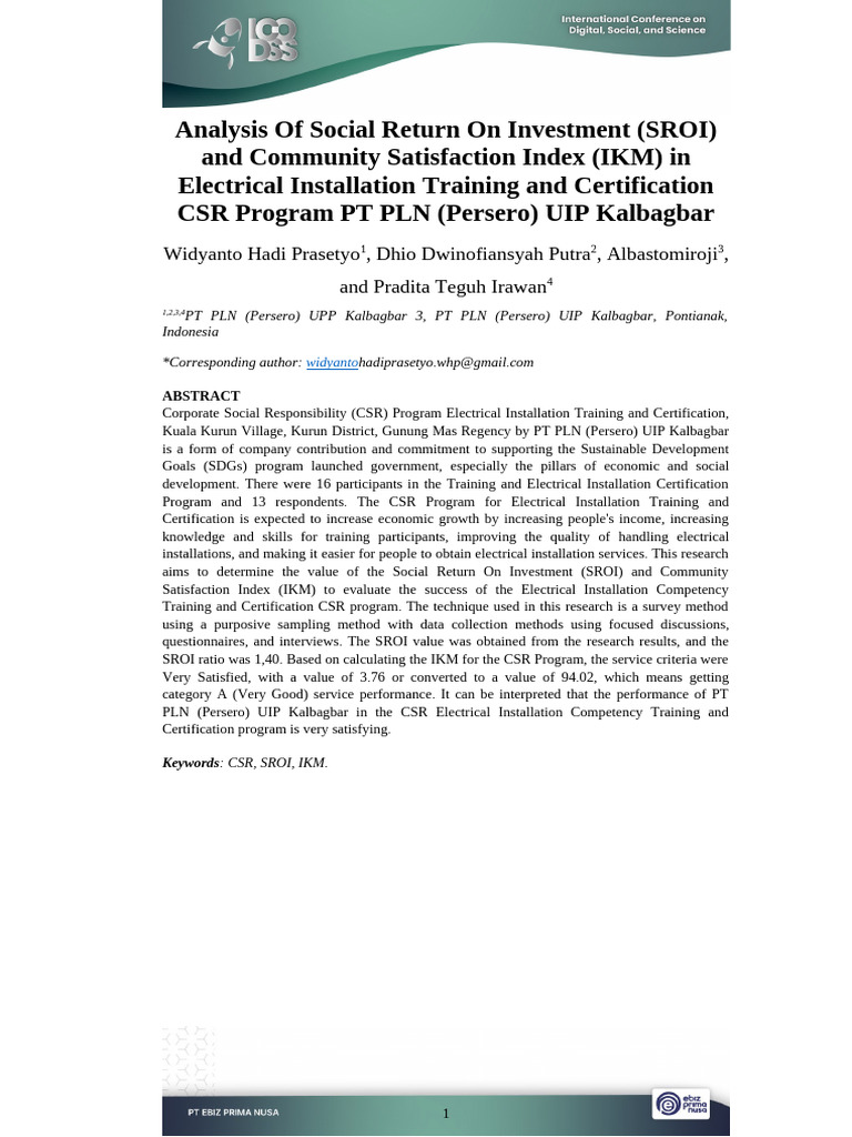 Abstract Icodss PLN Uip KLB | PDF
