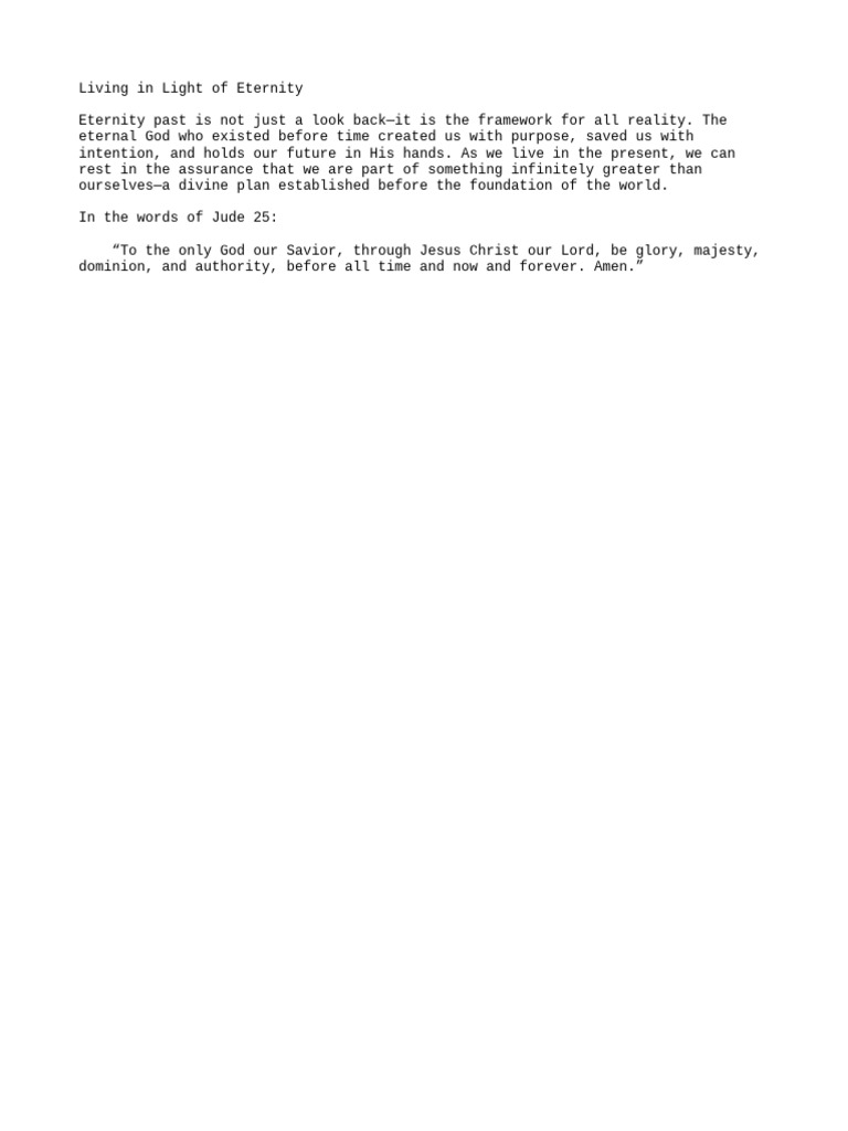 Living in Light of Eternity | PDF