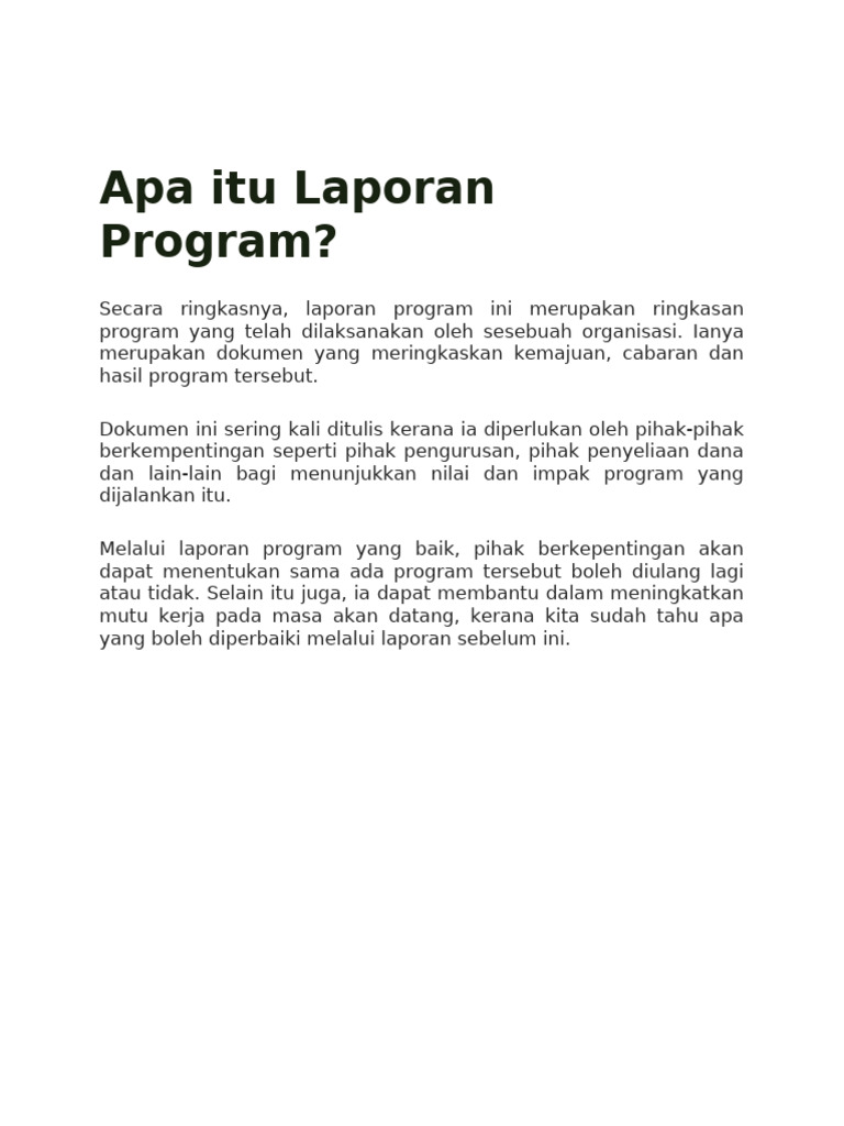 Apa Itu Laporan Program | PDF