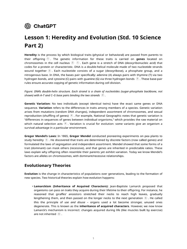 Lesson 1_ Heredity and Evolution (Std. 10 Science Part 2) | PDF | Genetics | Heredity