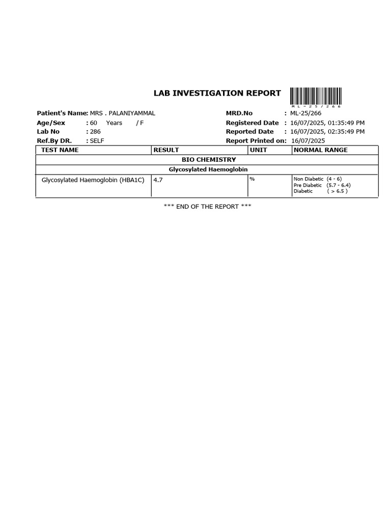 Glycosylated Hemoglobin Lab Report | PDF