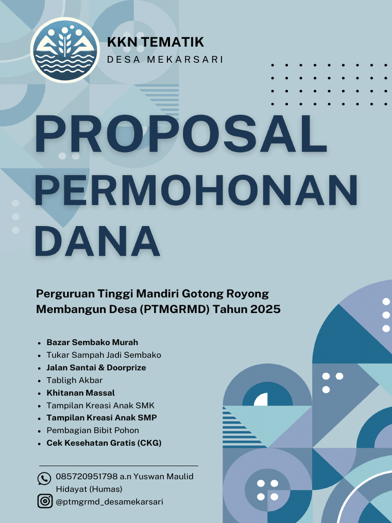 Proposal Permohonan Dana KKN Tematik Desa Mekarsari 2 | PDF