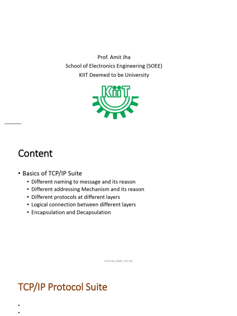 Module 1 Lec 2-3 - TCPIP-Addressing, Protocols, Connections and Encapsulation | PDF | Internet ...