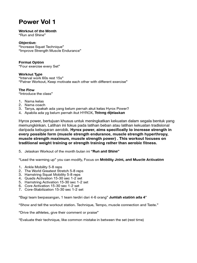 PDF Explaination HYROX Power Vol 1 | PDF | Strength Training | Weight ...