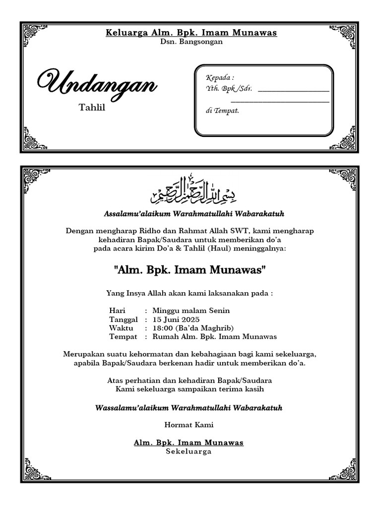 Undangan Tahlil | PDF