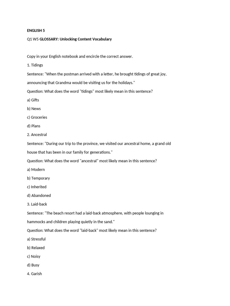Q1 W5 Lecture On Glossary | PDF