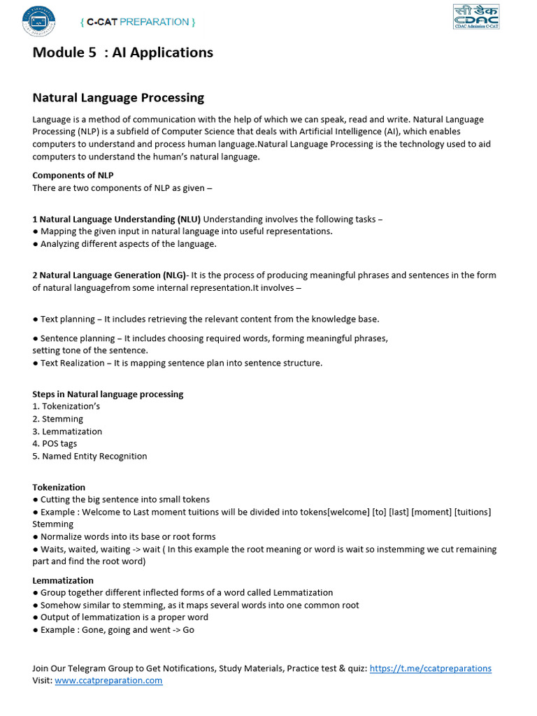 Module 6 - AI Applications | PDF | Parsing | Artificial Intelligence