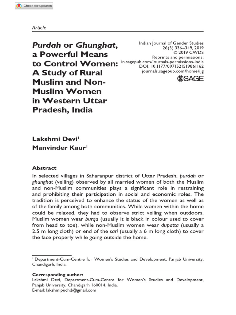 Purdah's Impact on Women's Roles in UP | PDF
