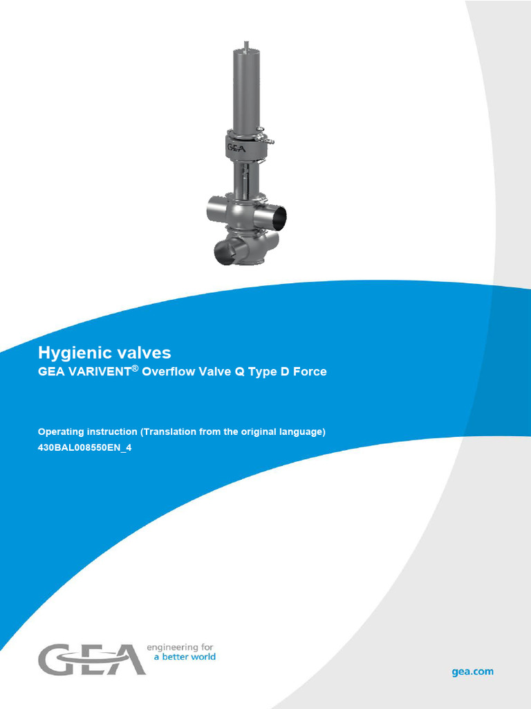 GEA VARIVENT® Overflow Valve Q Manual | PDF | Safety | Valve