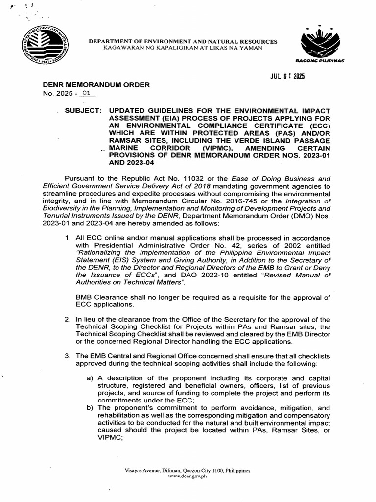 Dmo 2025 01 | PDF | Environmental Impact Assessment | Justice