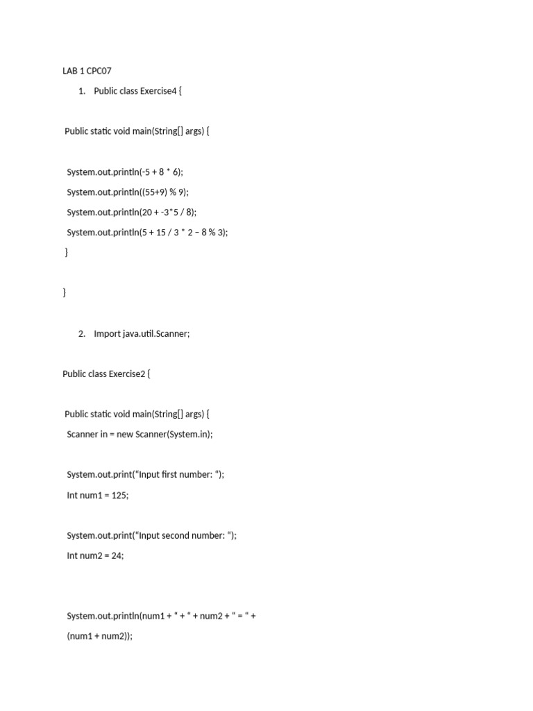 Lab 1 and 2 | PDF | Control Flow | Computer Programming