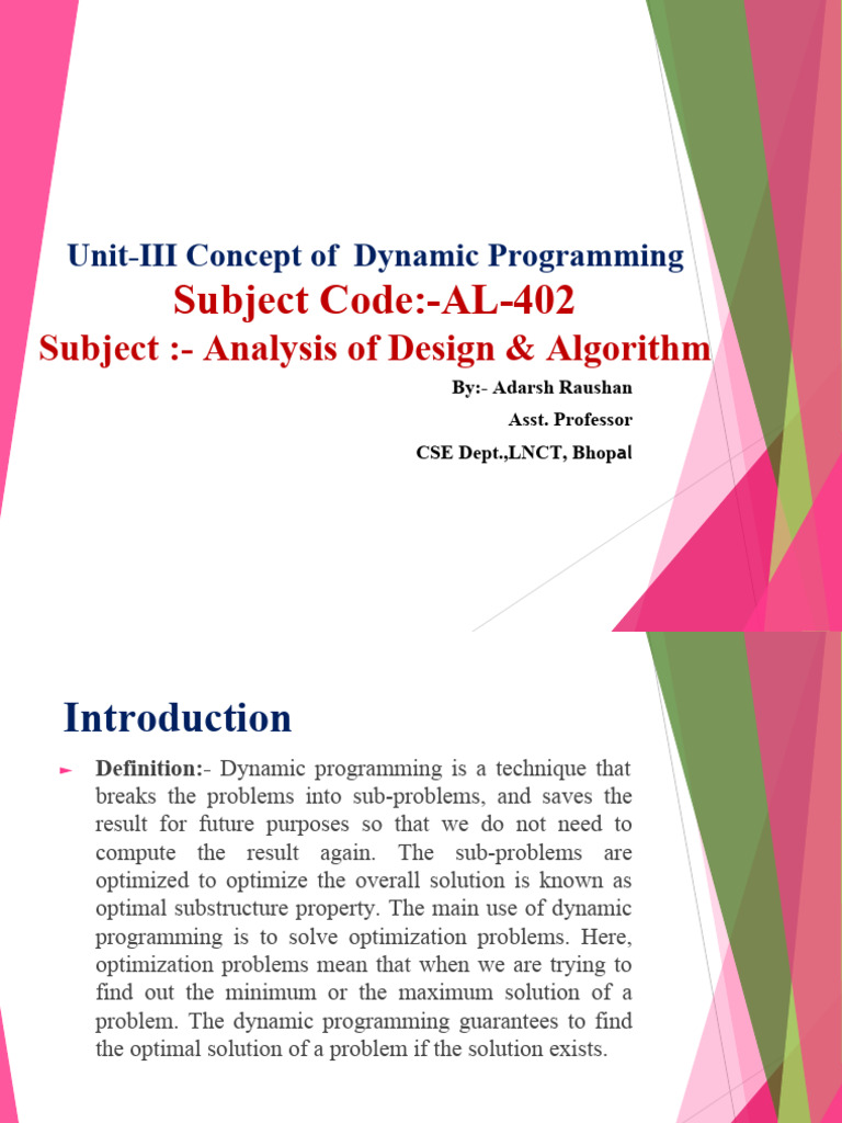 Subject Code:-AL-402: Subject:-Analysis of Design & Algorithm | PDF ...