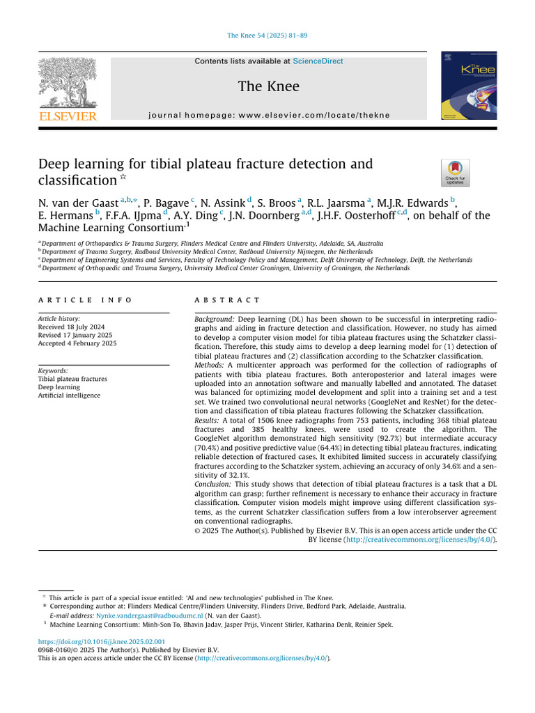 Deep Learning For Tibial Plateau Fracture Detection and Classification ...