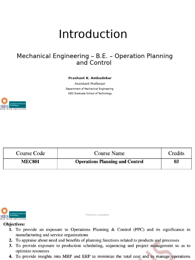 Introduction To Operations Planning and Control | PDF | Mass Production ...