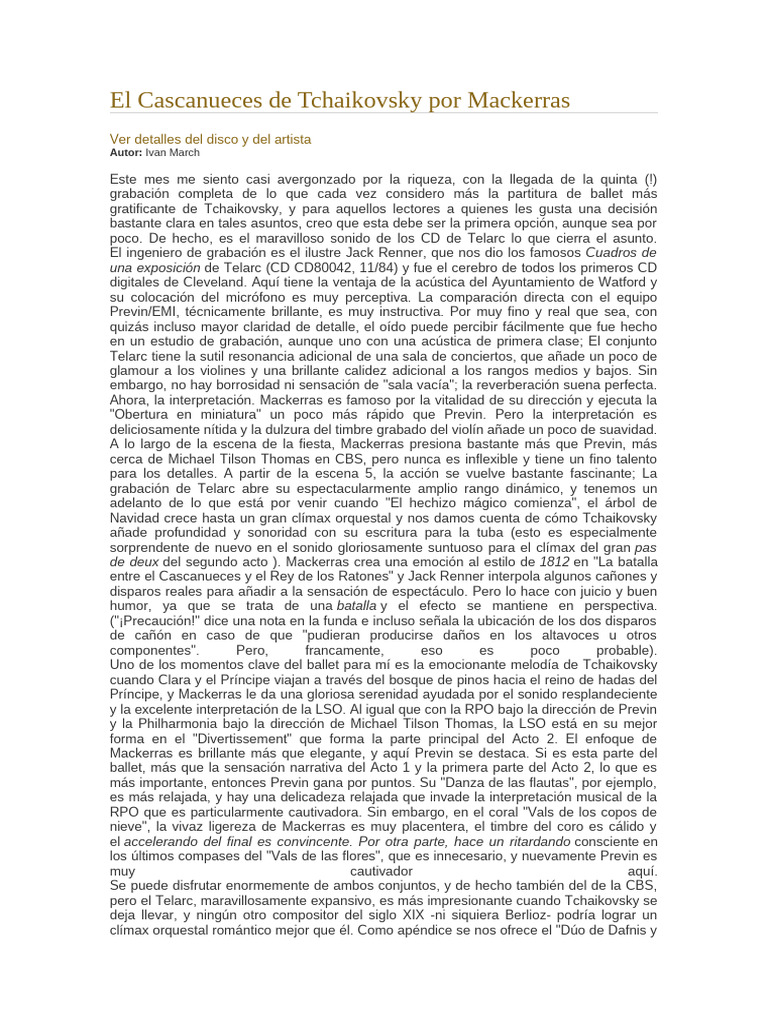 El Cascanueces de Tchaikovsky Por Mackerras | PDF | El cascanueces ...