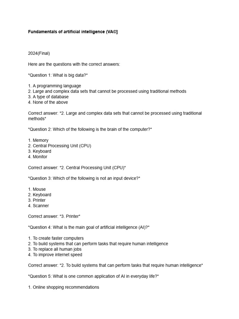 Fundamentals of Artificial Intelligence (VA© | PDF | Artificial ...