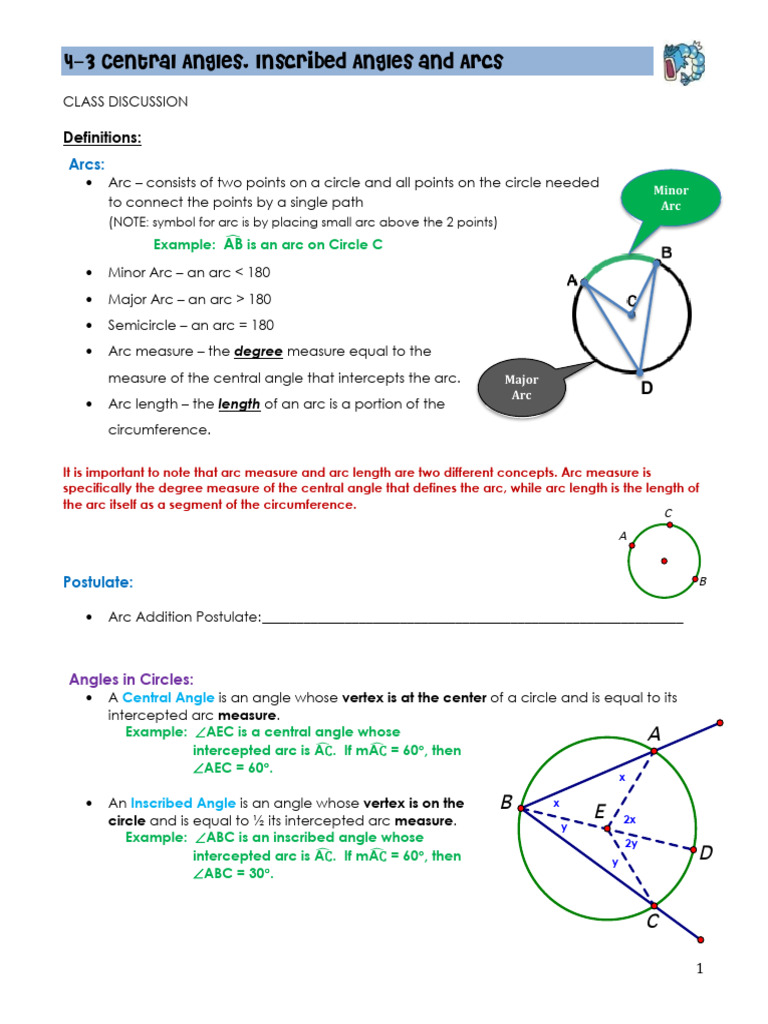 Central vs. Inscribed Angles Explained | PDF | Angle | Circle