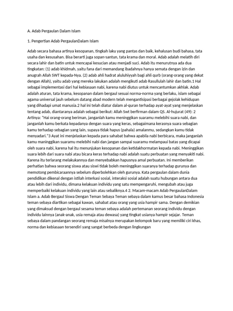 Adab Pergaulan dalam Islam dan Pendidikan | PDF