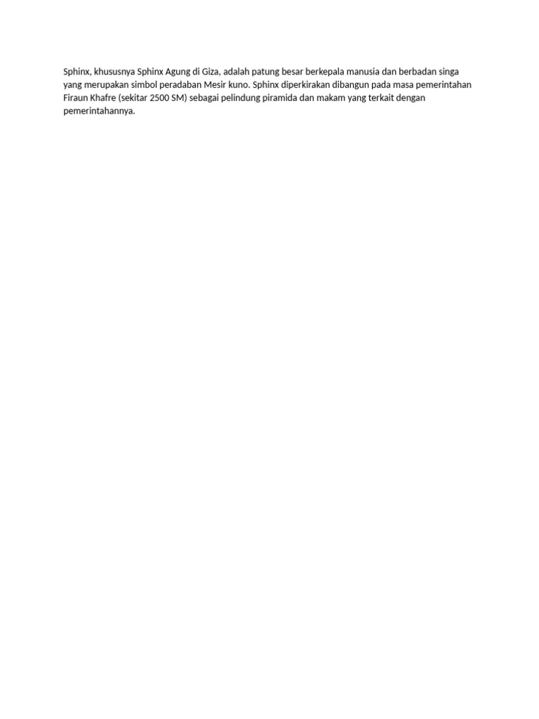 Sphinx Agung: Simbol Mesir Kuno | PDF