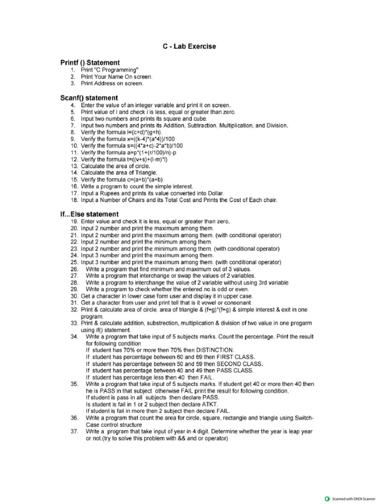 C Lab Excercise CDAC | PDF