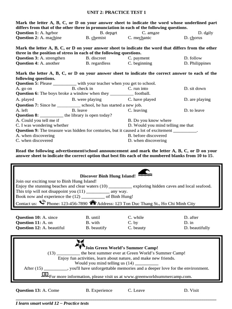 Unit 2 - Practice Test 1 | PDF | Antarctica