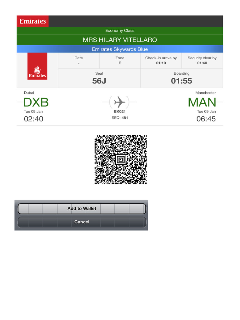 View Your Boarding Pass - Online Check-In - Emirates | PDF