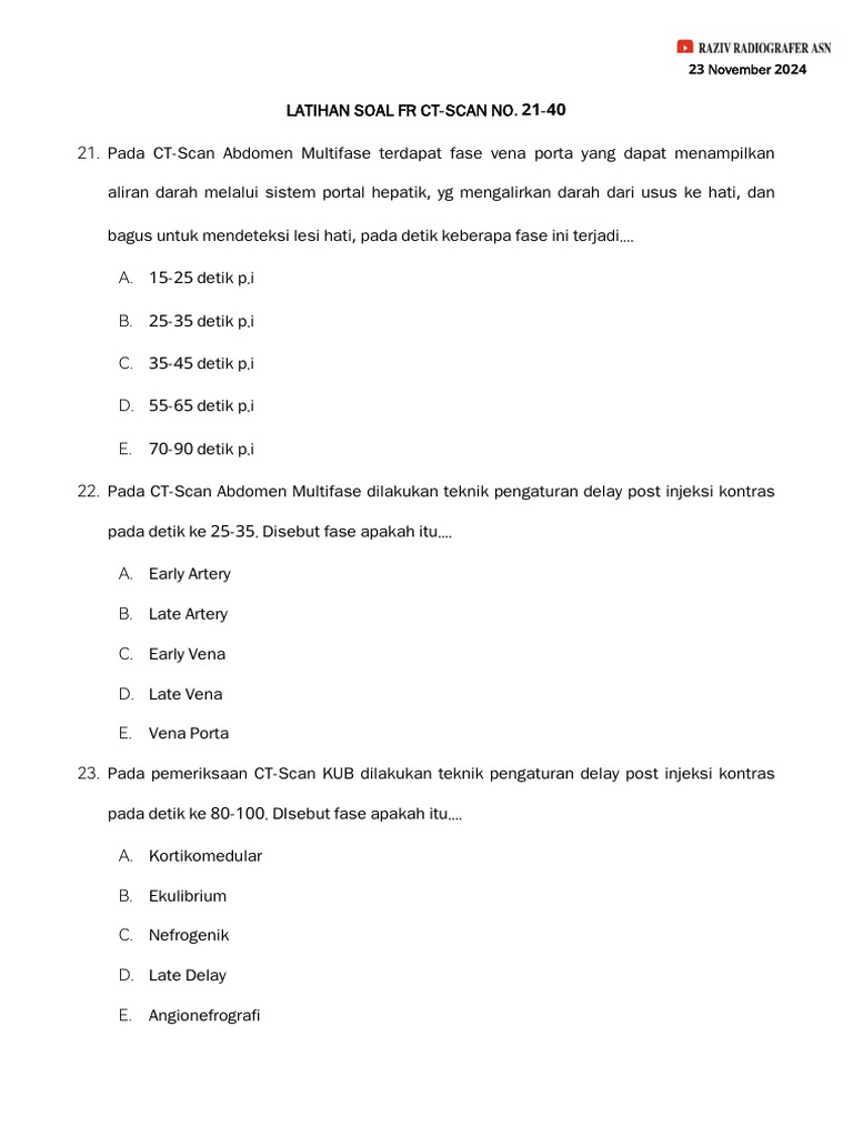 Latihan Soal CT-Scan Abdomen dan Thorax | PDF