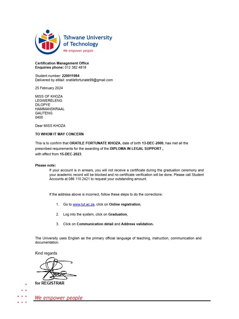 Graduation Letter | PDF