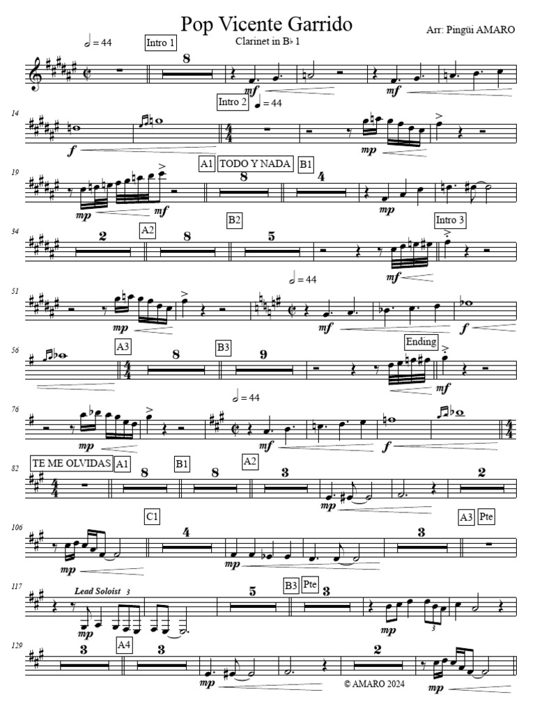 Pop Vicente Garrido - Clarinet in BB 1 | PDF