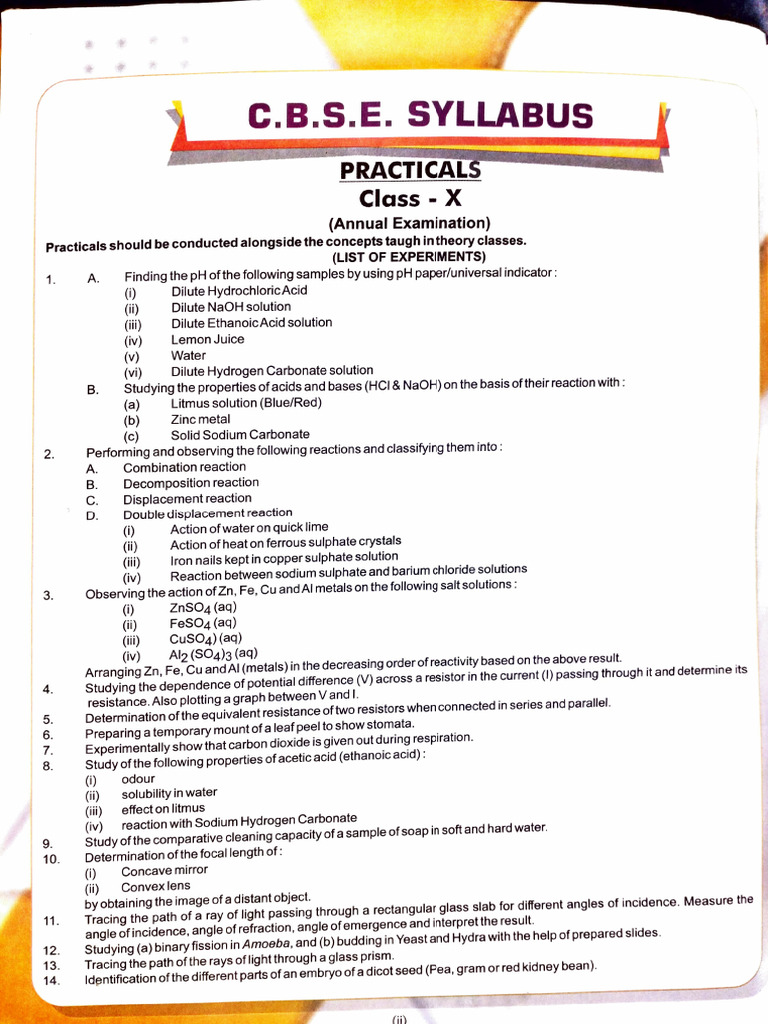 Physics Practical Sheet (CBSE) | PDF