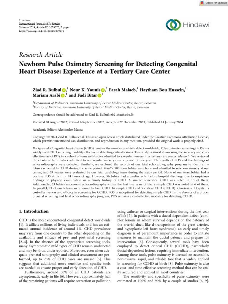 International Journal of Pediatrics - 2024 - Bulbul - Newborn Pulse ...