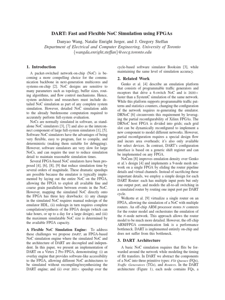 DART Fast and Flexible NoC Simulation Using FPGAs | PDF | Field Programmable Gate Array | Router ...